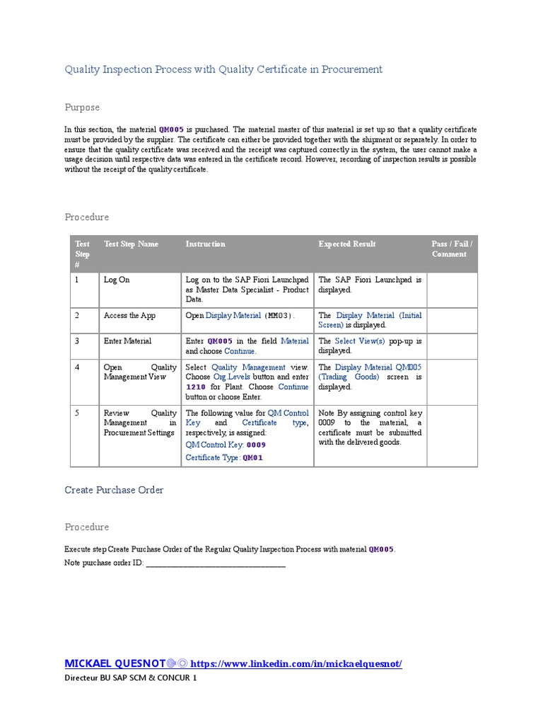 GU - SAP S4 HANA CLOUD - Quality Inspection Process With Quality ...
