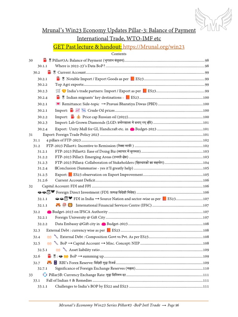 Win23 Pill3 BOP FDI FPI Currency Intl Org Mrunal PDF | PDF
