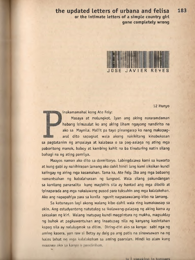 The Updated Letters of Urbana and Felisa, Jose Javier Reyes-1 PDF | PDF