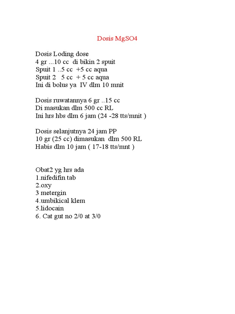 Dosis MgSO4 | PDF