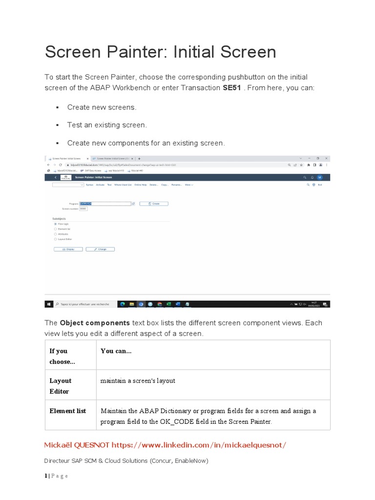 GU - SAP S4 HANA - Screen Painter Initial Screen | PDF
