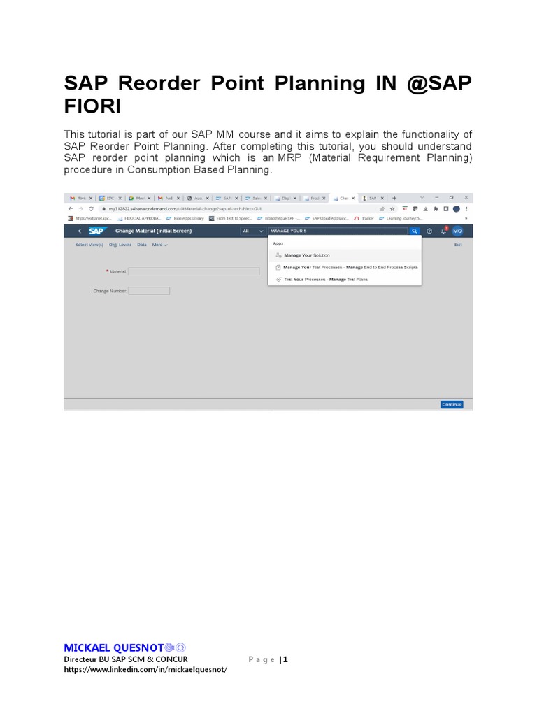 Gu Sap S4 Hana Cloud Sap Reorder Point Planning Pdf