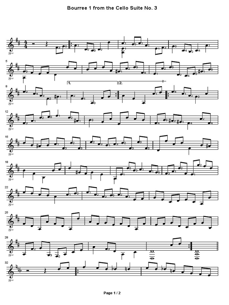 Bouree 3rd Cello Suite PDF | PDF