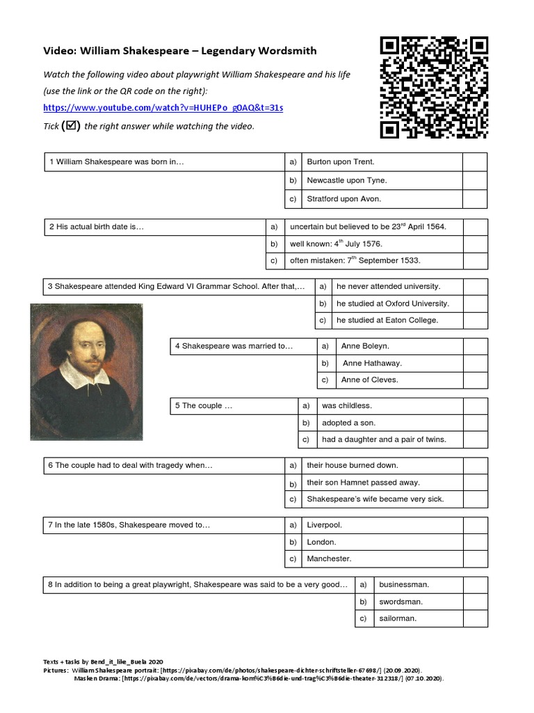 Video William Shakespeare B2 | PDF | Classics