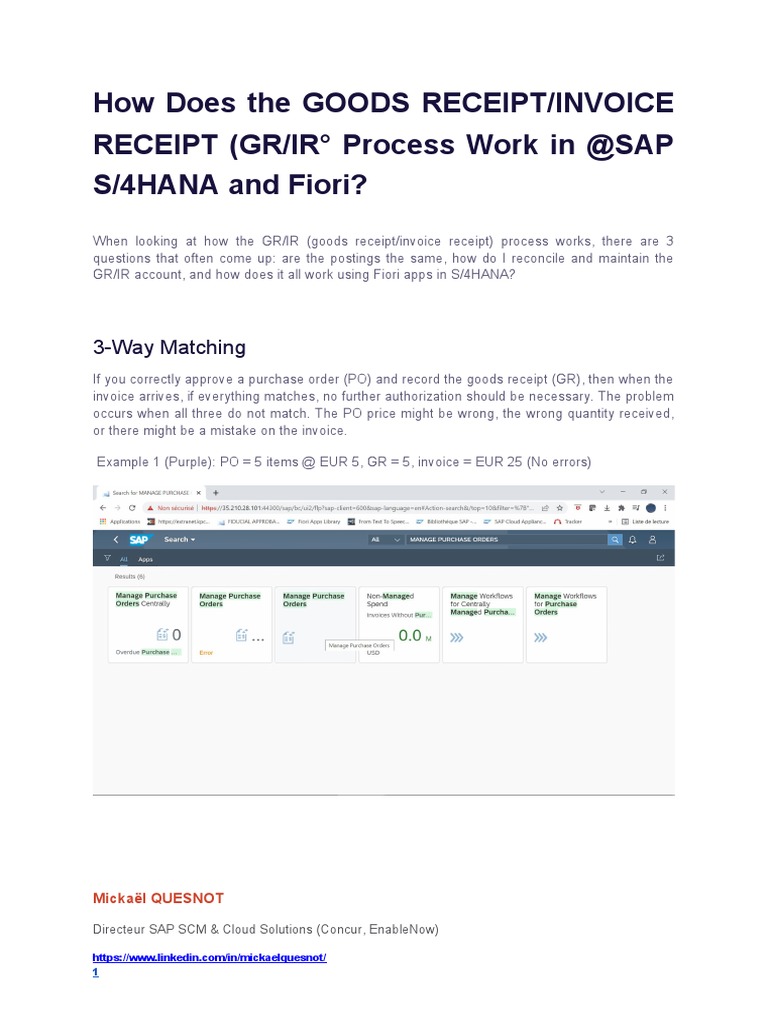 GU - SAP S4 HANA - How Does The GR - IR Process Work in S - 4HANA and Fiori | PDF | Debits And ...