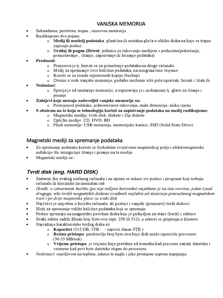 Vanjska Memorija PDF | PDF