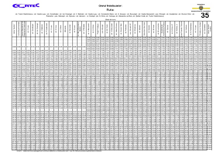 Orar 35. Zilele de Lucru | PDF