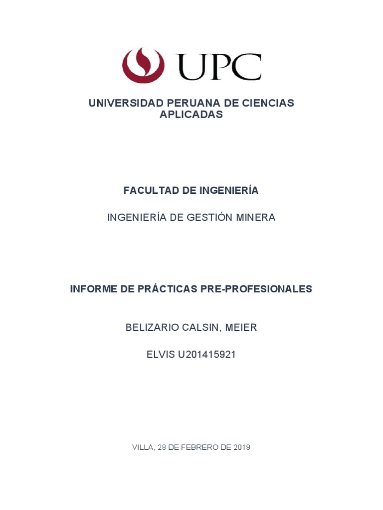 Modelo de Informe de Prácticas Pre Profesionales | PDF | Minería | Mineral