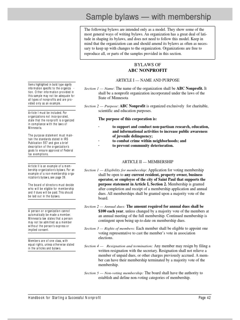 Sample Bylaws With Members | Board Of Directors | Committee