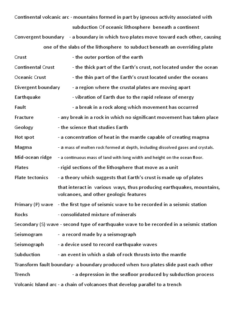 Continental volcanic arc.docx | PDF