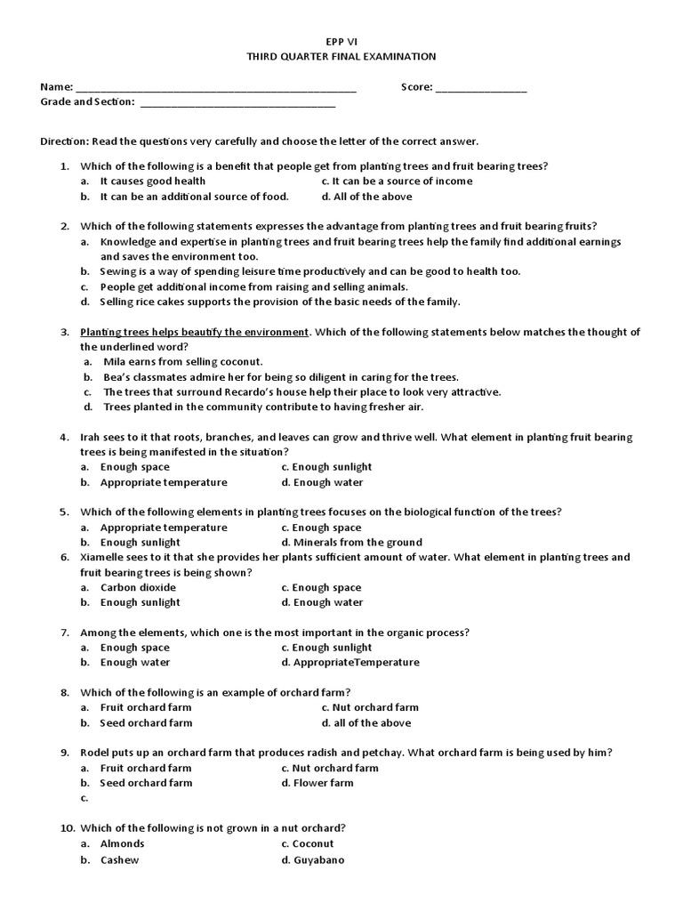 EPP-TLE6 3rd Q | PDF | Organic Farming | Fertilizer