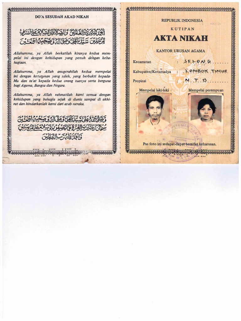 Scan Akta Nikah 1 20220930094130 PDF | PDF