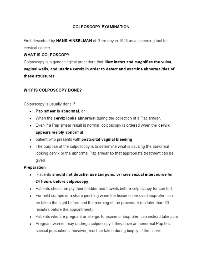 COLPOSCOPY EXAMINATION (1) | PDF