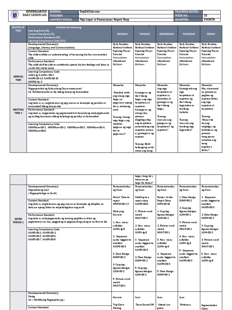 DLL Kinder Q4 W3 | PDF
