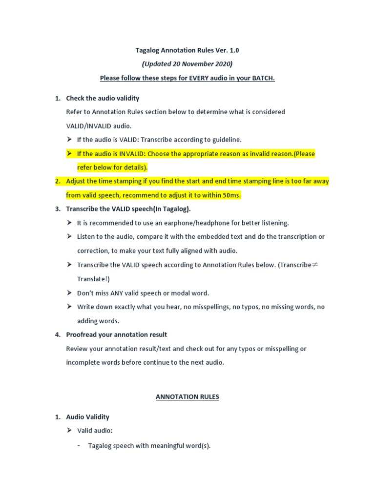 Tagalog Annotation Rules DraftV6(Subject to change) | PDF