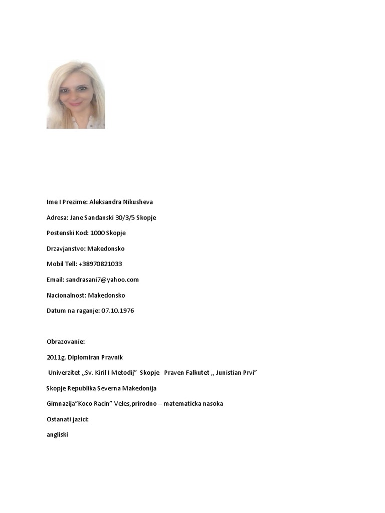 CV Rabota Word SK Adresa PDF | PDF