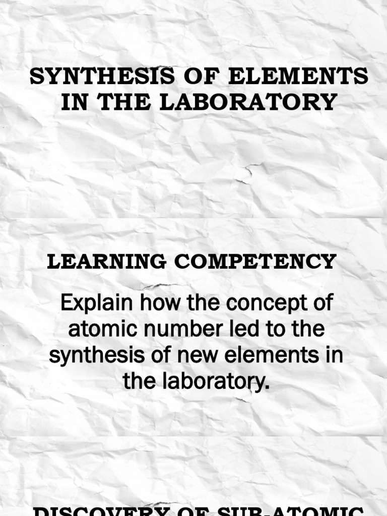 Atomic Number & Element Synthesis | PDF | Teaching Methods & Materials ...