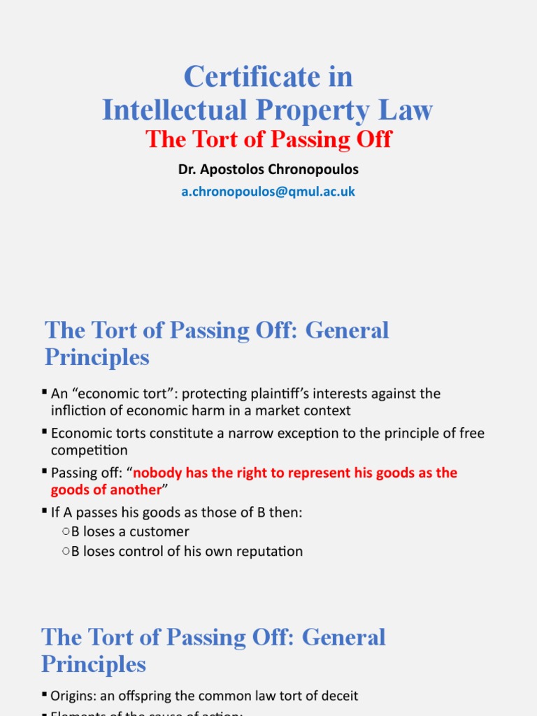 TM2 - Passing Off | PDF | Trademark | Misrepresentation