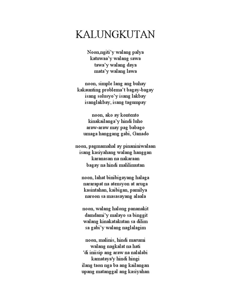 Filipino PT Elihiyang Tula Tungkol Sa Kalungkutan | PDF