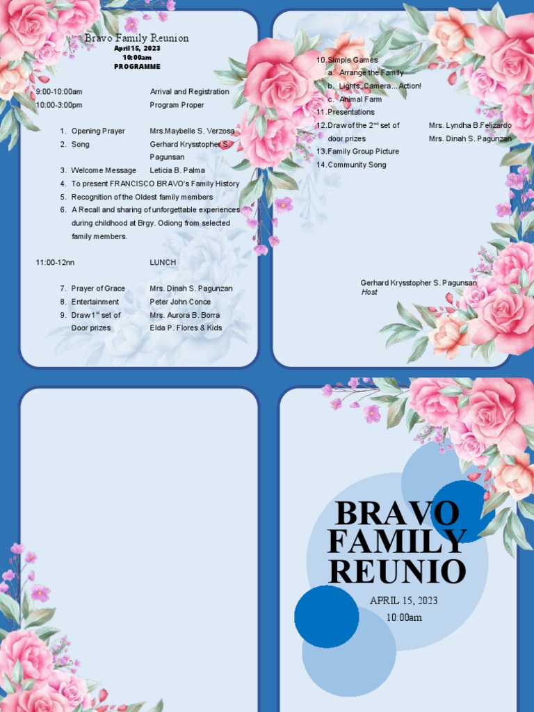 Bravo Family Reunion Agenda 2023 | PDF