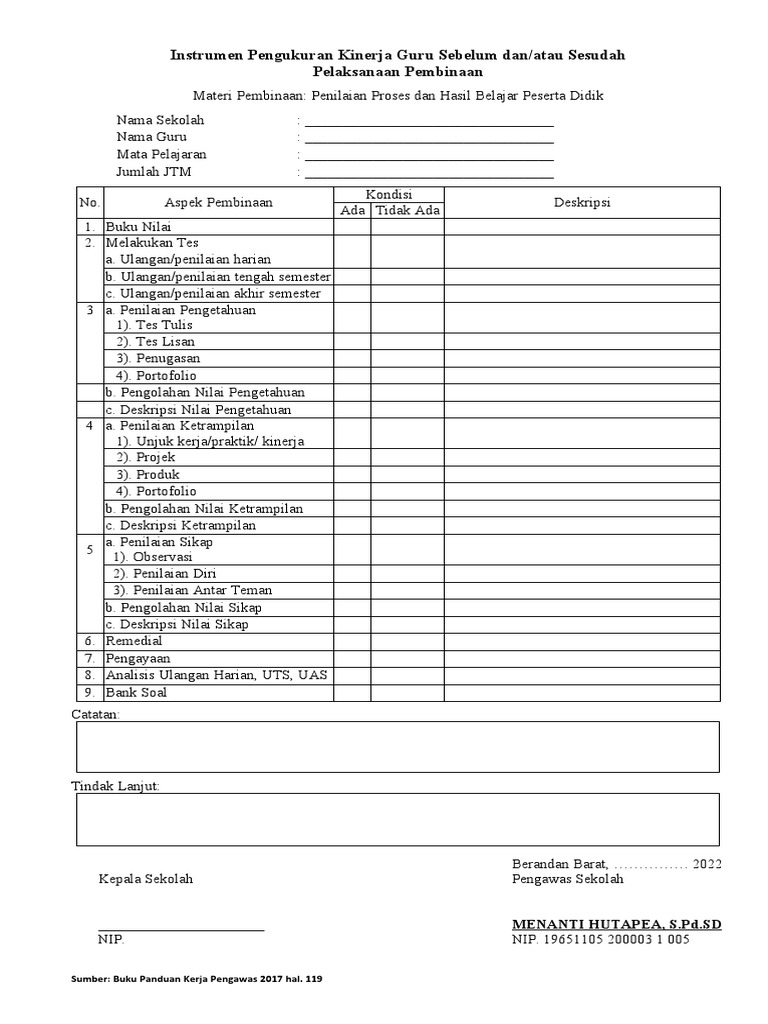 Instrumen Penilaian Proses Dan Hasil Belajar | PDF