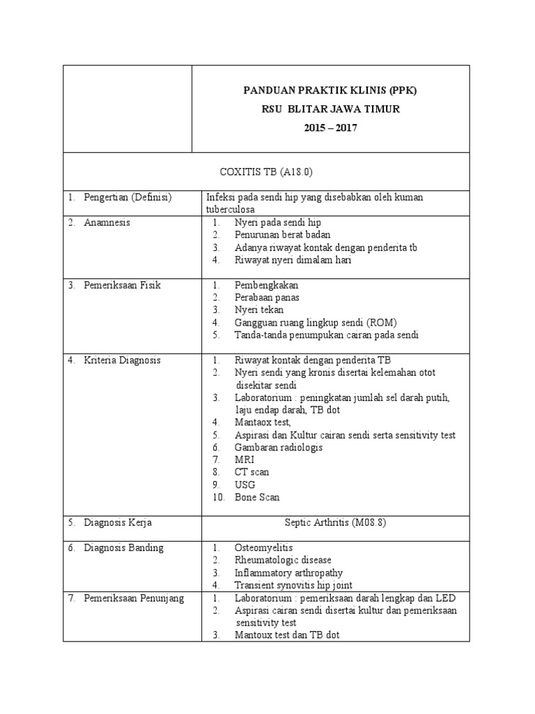 Coxitis TB | PDF