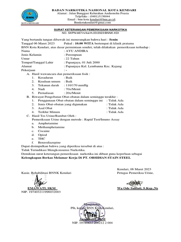 Blanko SKKBN Ayu Andira | PDF