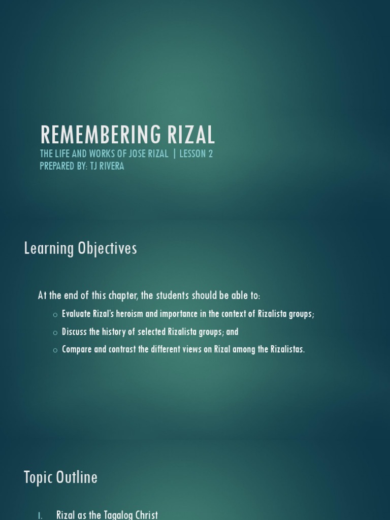 LESSON 2 Remembering Rizal PDF | PDF | Religion & Spirituality