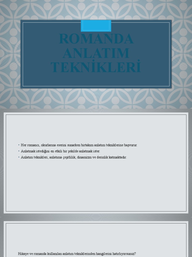 Romanda Anlatim Tekni̇kleri̇ | PDF