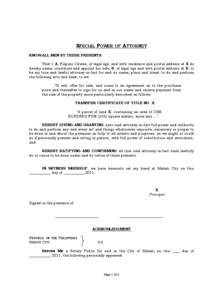 Special Power of Attorney Document | PDF | Power Of Attorney | Government