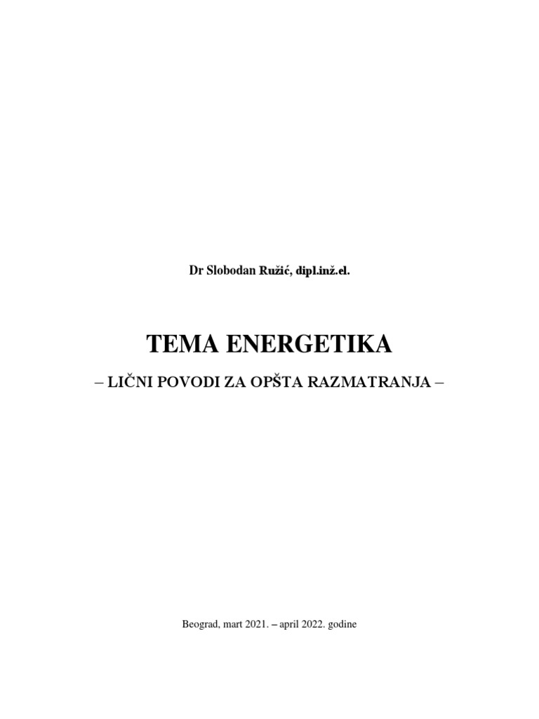 Tema Energetika - Lični Povodi Za Opšta Razmatranja - 23032023 PDF | PDF