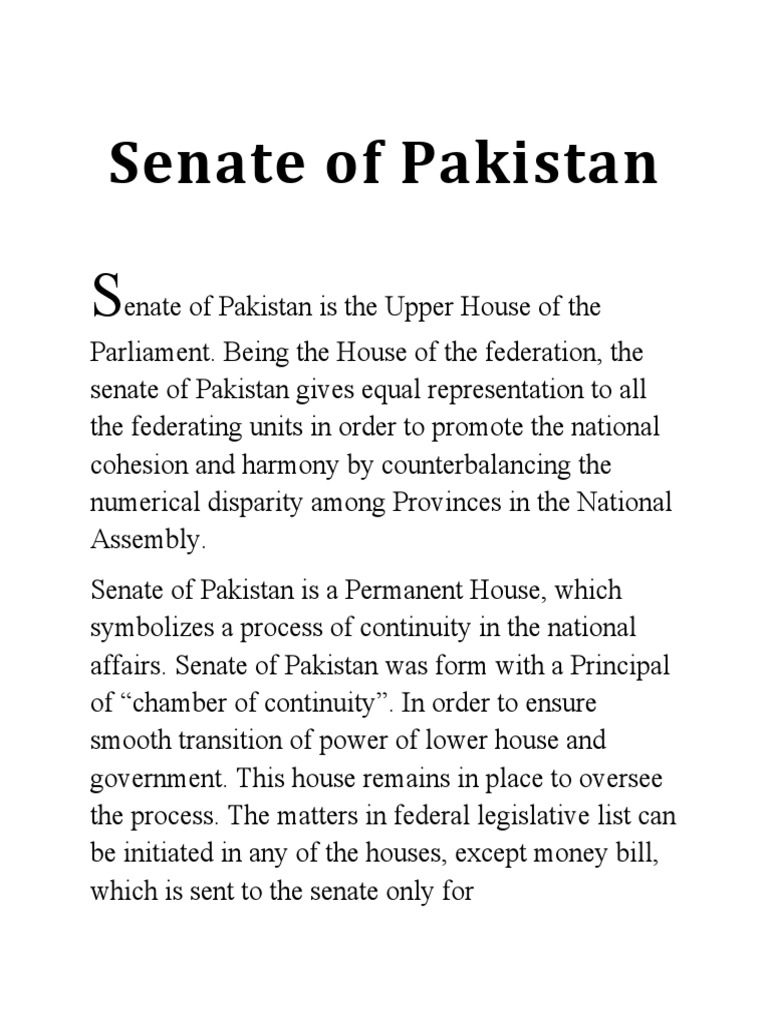 Overview of Pakistan's Senate Structure | PDF | Parliament Of Pakistan ...