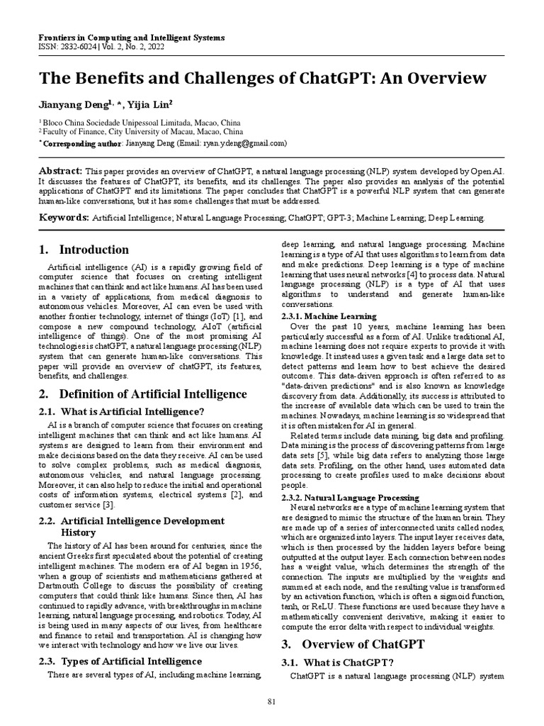 The_Benefits_and_Challenges_of_ChatGPT_An_Overview | PDF | Artificial ...