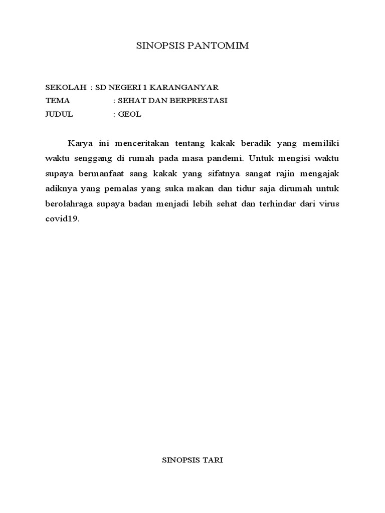 SINOPSIS PANTOMIM Dan TARI | PDF