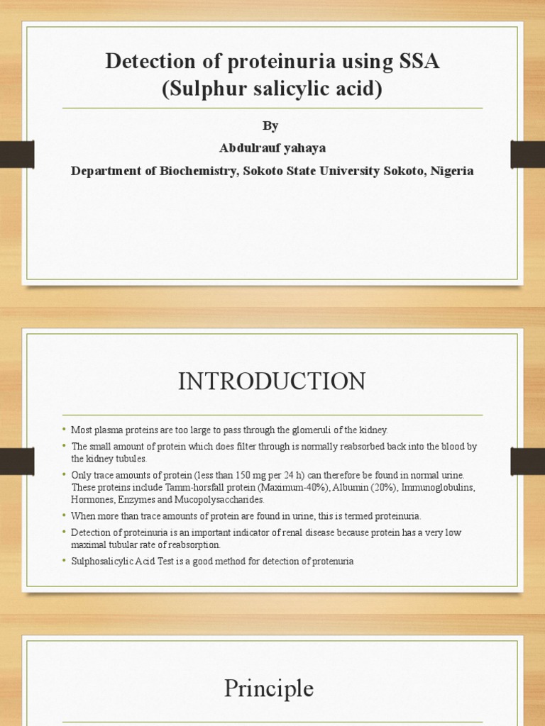 Proteinuria Detection via SSA Method | PDF