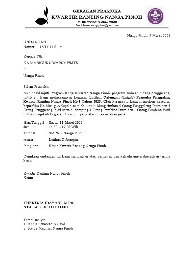 Contoh Undangan Latgab | PDF