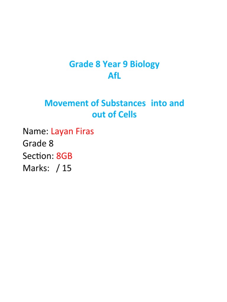 AFL-Term2-Biology-Grade 8 (2).docx | PDF | Osmosis | Concentration