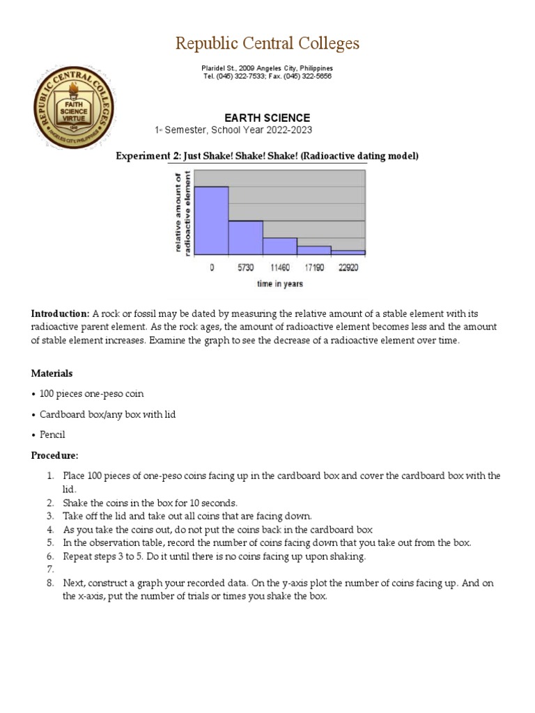 Experiment 2: Modeling Radioactive Dating Through Coin Decay | PDF