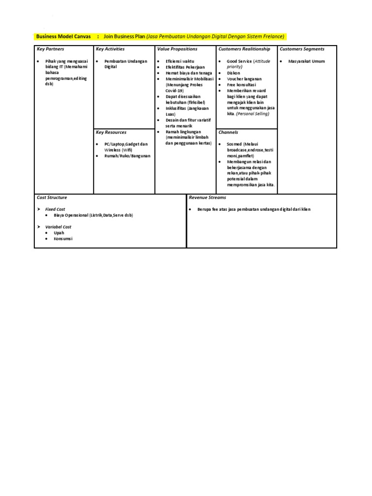 Business Model Canvas 1 PDF | PDF