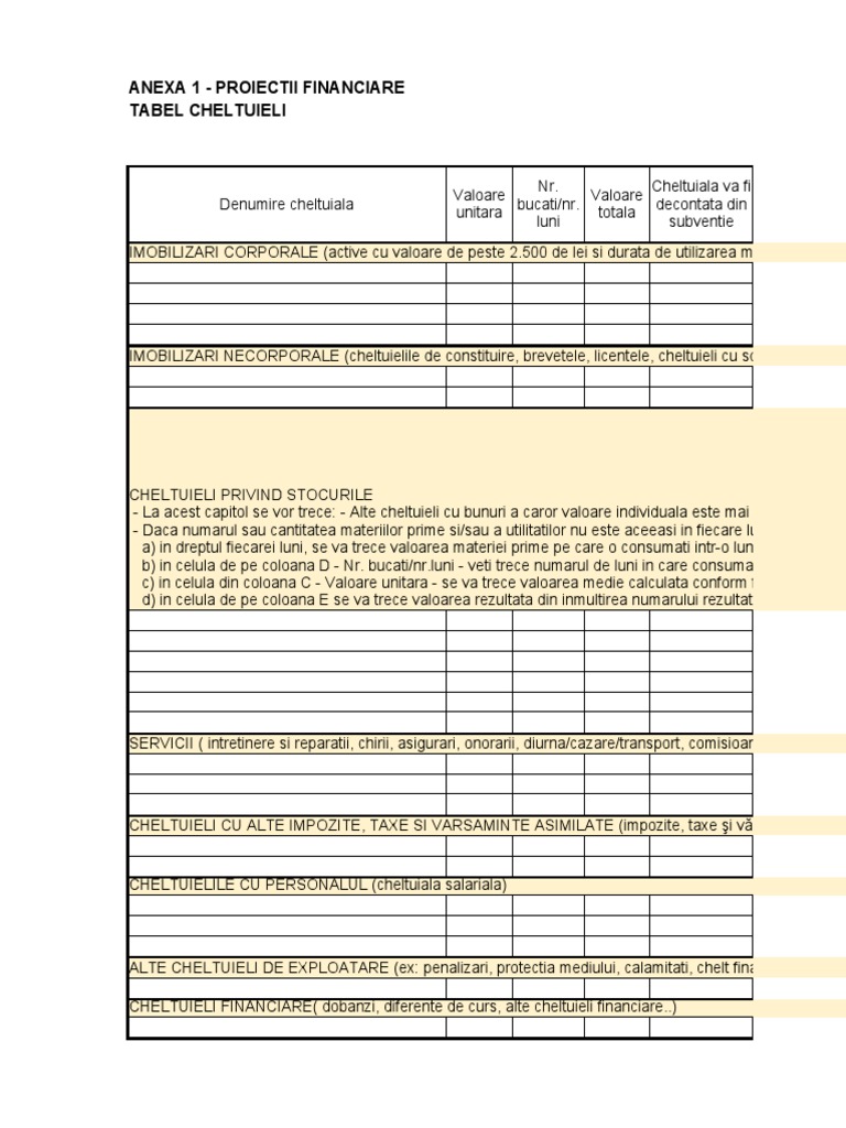 Anexa 1- Proiectii financiare.xlsx | PDF