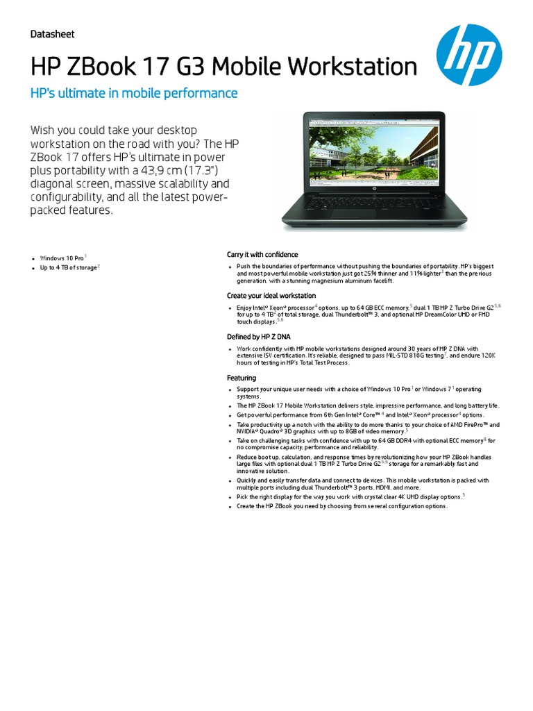 HP ZBook 17 G3 Mobile Workstation | PDF