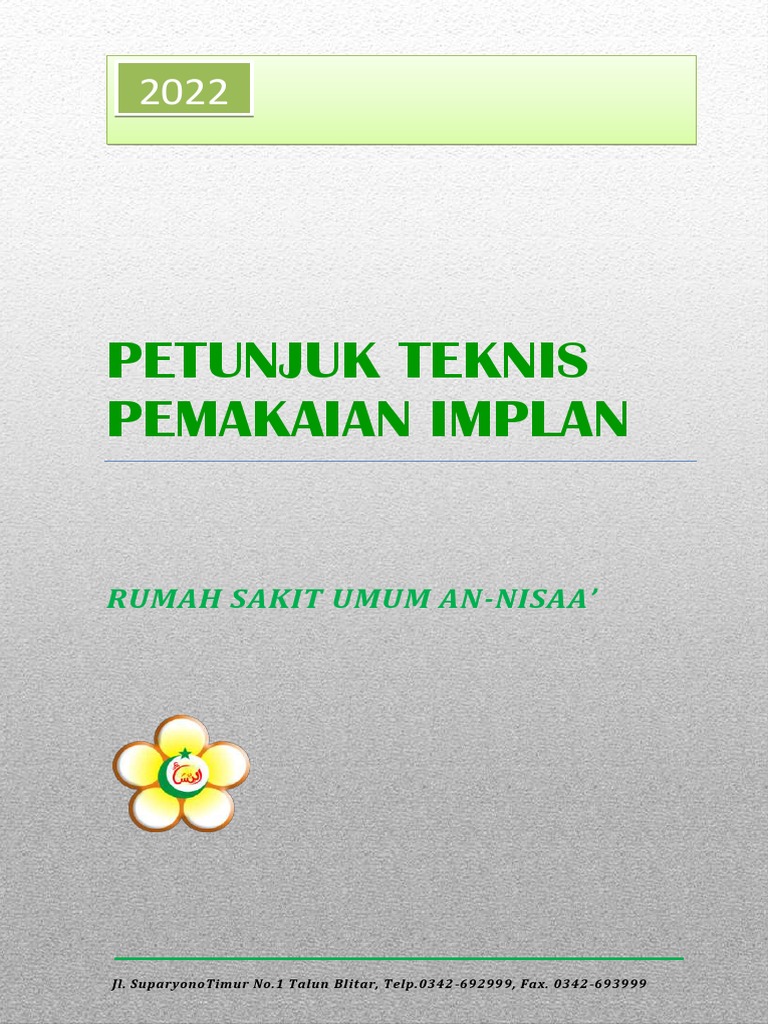 Petunjuk Teknis Implan RSU An-Nisaa' | PDF