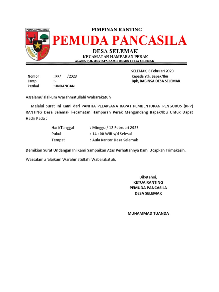 Undangan PIMPINAN RANTING | PDF