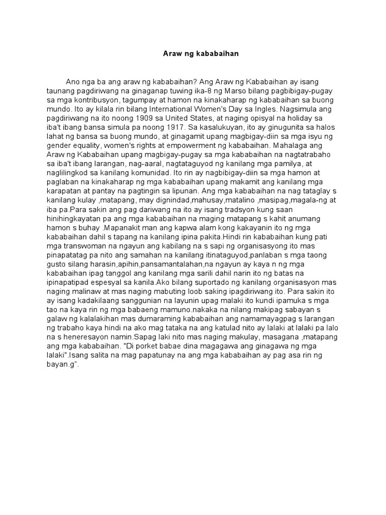Araw NG Kababaihan | PDF