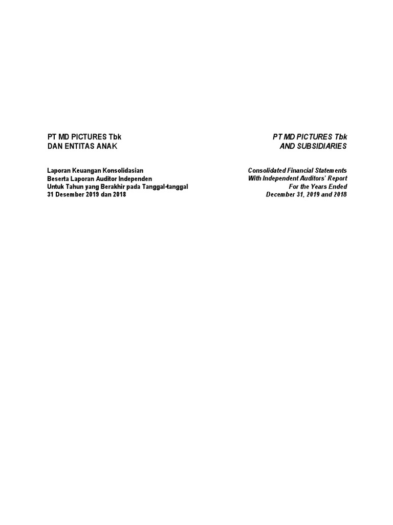 PT MD Pictures Consolidated Financials 2019 | PDF | Finance & Money ...