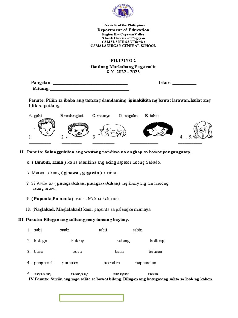 FILIPINO - Q3 - Periodic Test 2022 2023 | PDF