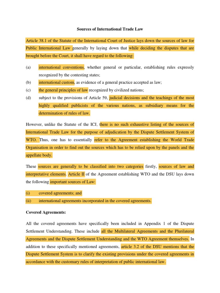Sources and Principles of International Trade Law | PDF | World Trade ...