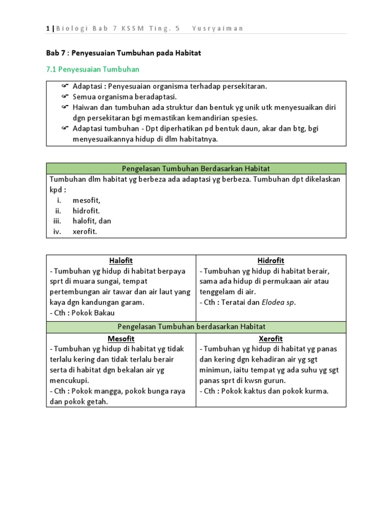Bab 7 Bio KSSM T5 PDF | PDF