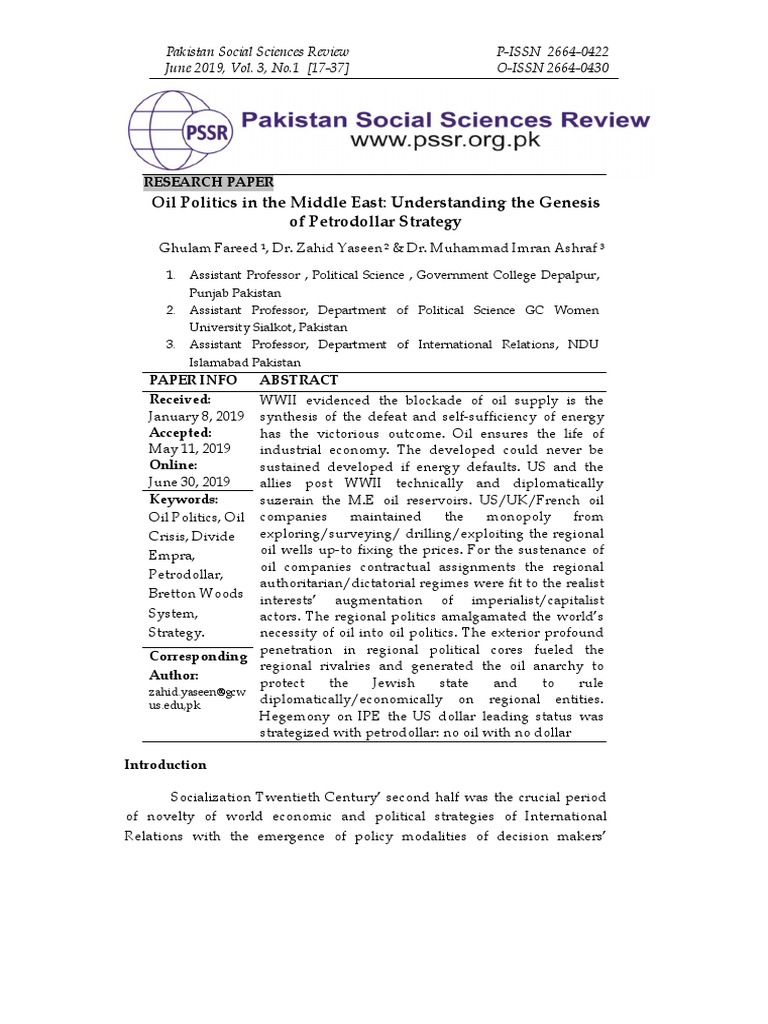 Oil Politics in The Middle East Understanding The Genesis of ...