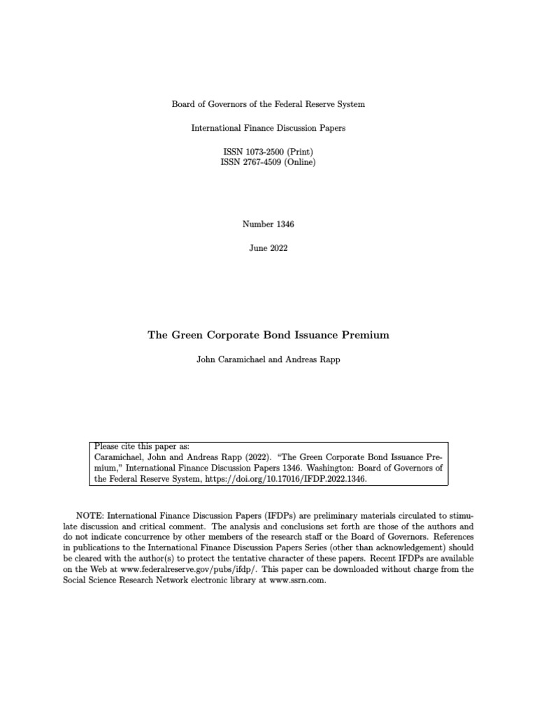 John, Rapp 2022 - The Green Corporate Bond Issuance PDF | PDF